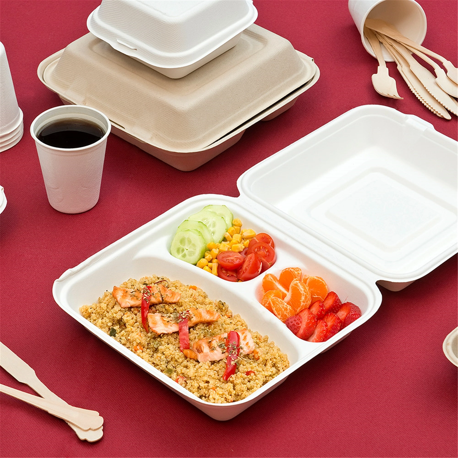 Compra Conchas "L" 3 Compart. 'Bionic' 25X25X7,5 Cm Blanco Bagazo (250 ...